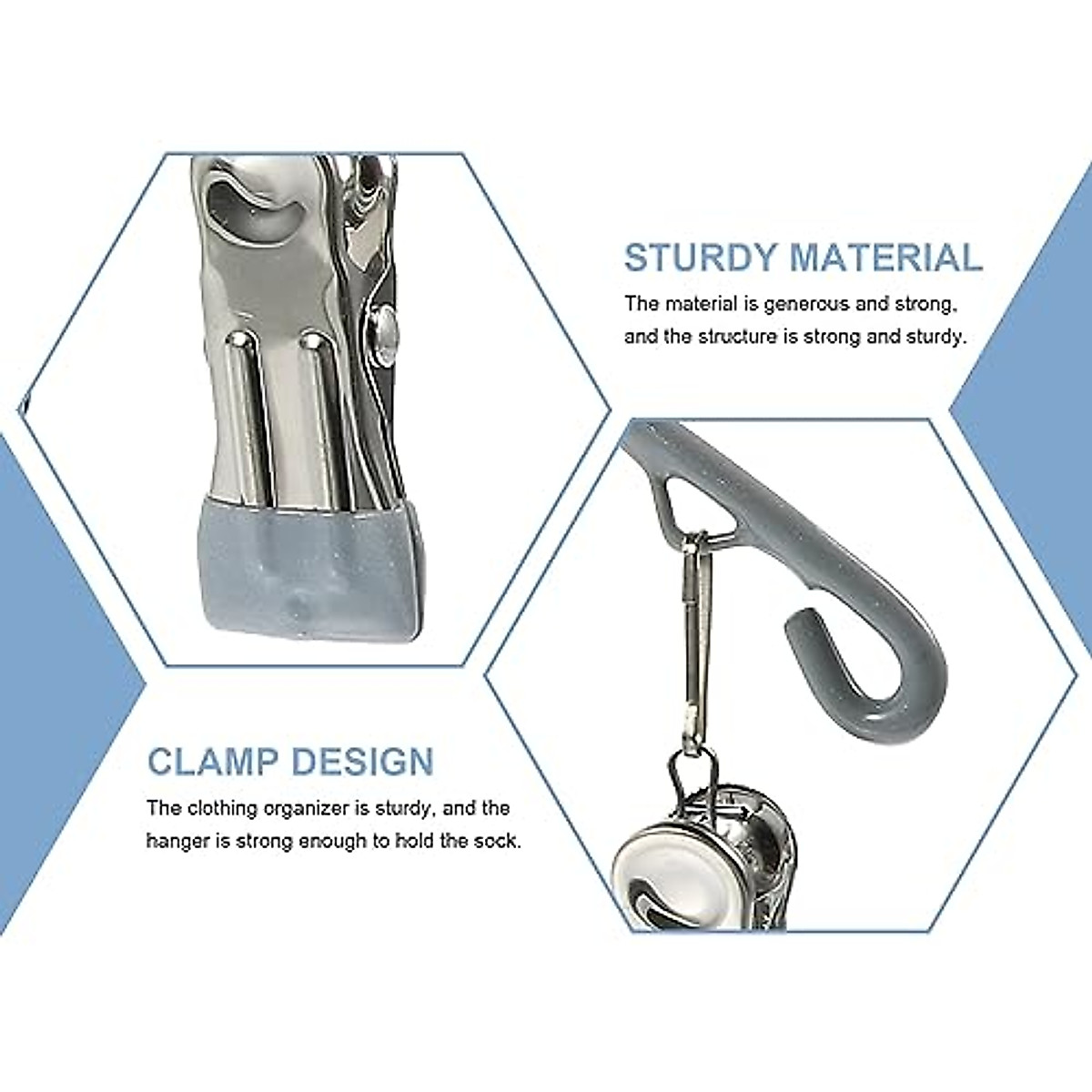 Zerodeko Clothes Hanger with 10 Clips Clothes Drying Rack Stainless Steel Laundry Drying Rack Sock Hanger Underwear Hanger for Drying Towels Diapers Bras Lingerie Baby Clothes Grey