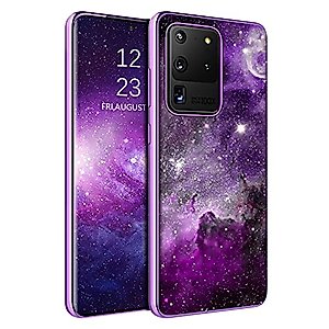 BENTOBEN Samsung Galaxy S20 Ultra Case, Slim Fit Glow in The Dark Shockproof Drop Protective Hybrid Hard PC Soft TPU Bumper Cover for 2020 Samsung Galaxy S20 Ultra 5G 6.9 Inch, Purple Nebula
