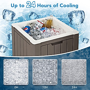 GYMAX Camping Cooler, Insulated 40 Qt Heavy Duty Ice Chest with Built-in Handles and Detachable Lid, Keeps Ice for 24H, Multifunctional Cooler for Beach, Picnic, Camping Outdoors (Brown)