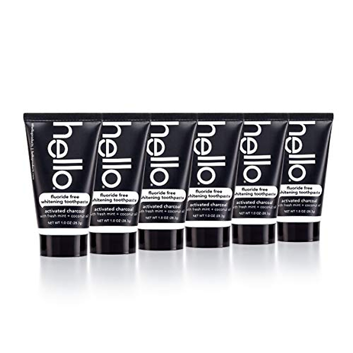 Hello Travel Size Activated Charcoal Epic Whitening Toothpaste, 6 Count | SLS Free, Fluoride Free