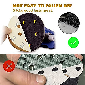 POTUINOM 100PCS 5 Inch 8 Hole Sanding Discs 80 Grit,Gold Round Hook and Loop Sandpaper for Random Orbital Sander