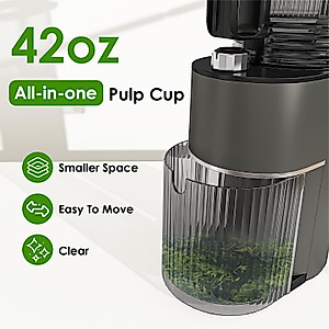 Cold Press Juicer, 5.81" 80oz Feed Chute Juicer, 350w Slow Masticating Juicer with 42oz Integrated Pulp Cup, Juicer Machines for Whole Vegetables and Fruits