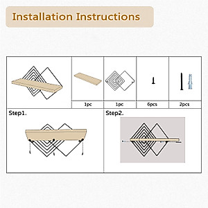 Walasis Wall Shelf Floating Bedroom Decor - Decorative Shelves for Living Room Unique Geometric Display Wall Shelving Wood and Metal Storage Shelf for Office Hallway