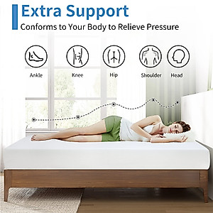CL.HPAHKL 8 inch Gel Memory Foam Mattress Comfort Twin Mattress Medium Firm Mattresses Bed-in-a-Box CertiPUR-US Certified for Cool Sleep & Pressure Relief, White