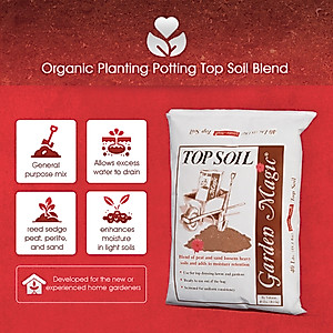 Michigan Peat 40 Pound Bag Garden Magic Organic Planting Potting Top Soil Blend Mix for Indoor and Outdoor Gardening and Landscapes, White