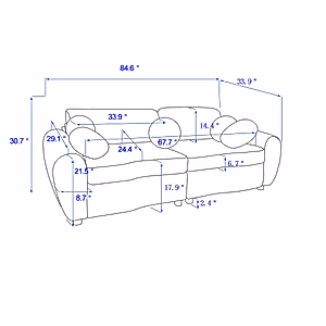 DREAMODERN 84.6-inch Sectional Curved Sofa Couch for Living Room, Modern Contemporary Upholstered Sofa Couch Chenille Fabric Couch with 5 Decorative Throw Pillows for Apartment Office - Orange