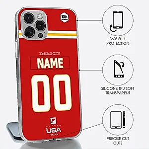 Football Phone Case Kansas City USA Customize Your Name and Number Silicone Transparent - Compatible iPhone and Samsung (Samsung Galaxy A04)