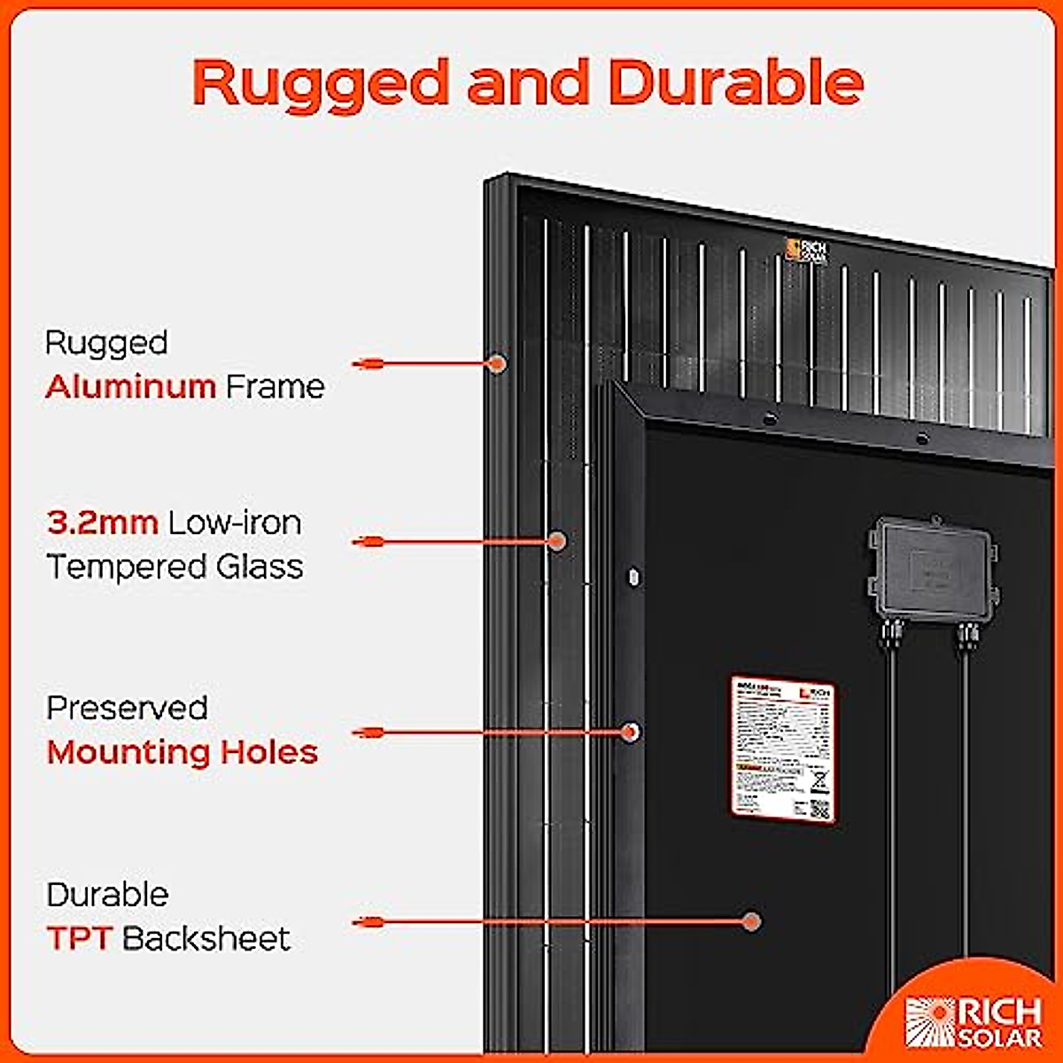 RICH SOLAR 100 Watt 12 Volt Premium Monocrystalline Solar Panel All Black
