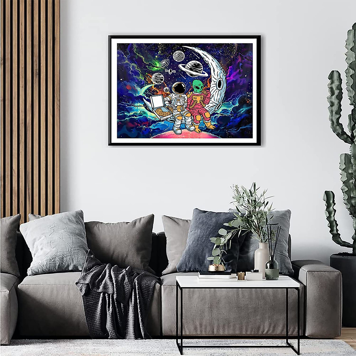 GemZono DIY Diamond Art for Adults Kids, Space Diamond Painting Kit, 5D DIY Astronaut and Alien Diamond Painting Picture Craft for Home Wall Decor (16X12 inch/ 40X30cm)