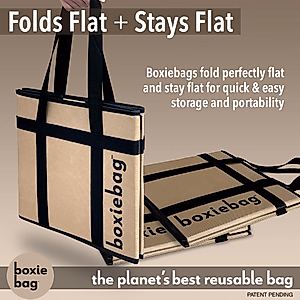 Boxiebag THE ORIGINAL (3-Pack) Collapsible Reusable Insulated Grocery Bag/Box - Stackable Heavy Duty Everyday Tote Bag - Folds Flat - Durable - Versatile - Innovative