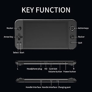 Powkiddy X70 Handheld Game Console Retro Video Game Console Built-in 5500 Games, 32G 7-inch IPS Screen Linux Open Source Game Console Portable Gaming Console for Gameboy (Black 32G )
