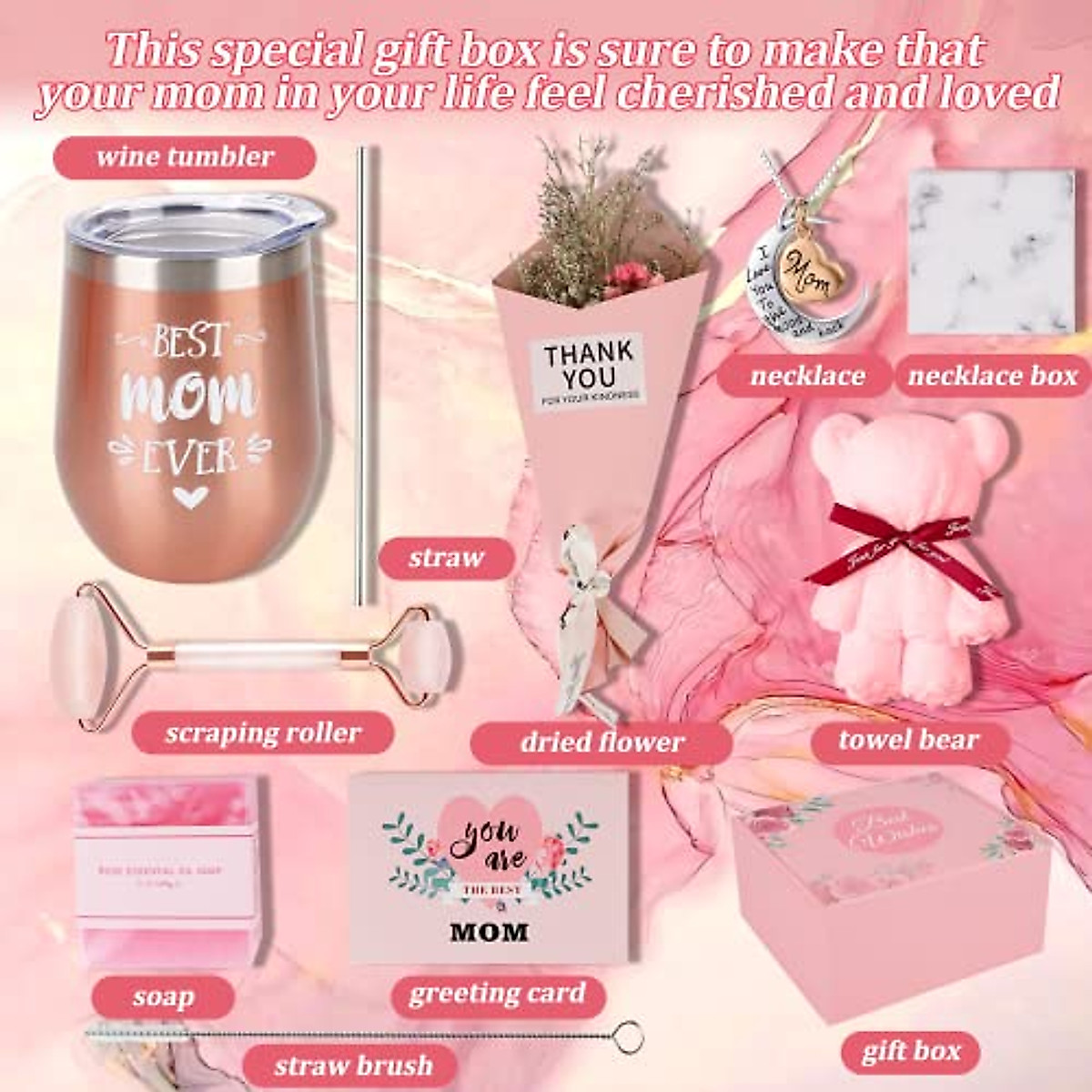 Personalized Mothers Day gifts from Daughter, Best Birthday Gifts for Mom Wife Mother in Law, Mothers Day basket Unique Presents Set Mom Birthday Gifts Mothers Day Gifts Expecting Mom Gift Box