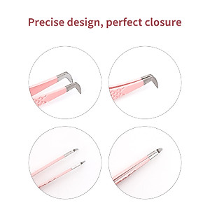 Lash Tweezers for Eyelash Extensions for Volume and Lighter Mega Volume Fans Professional Precision Stainless Steel Lash Extension Tweezers Curved Boot Angled Tips
