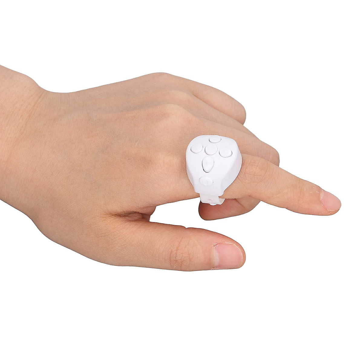 Remote Control, 10M Stable Connection Remote Page Turner Rechargeable Adjustable Size Support Mainstream Apps for iPhone (White)