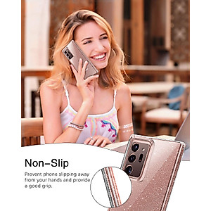 BENTOBEN Note 20 Ultra Case, Clear Glitter Bling Sparkly Slim Soft TPU Rugged Shockproof Protective Bumper Phone Case Cover for Samsung Galaxy Note 20 Ultra 6.9" 5G,Clear Glitter