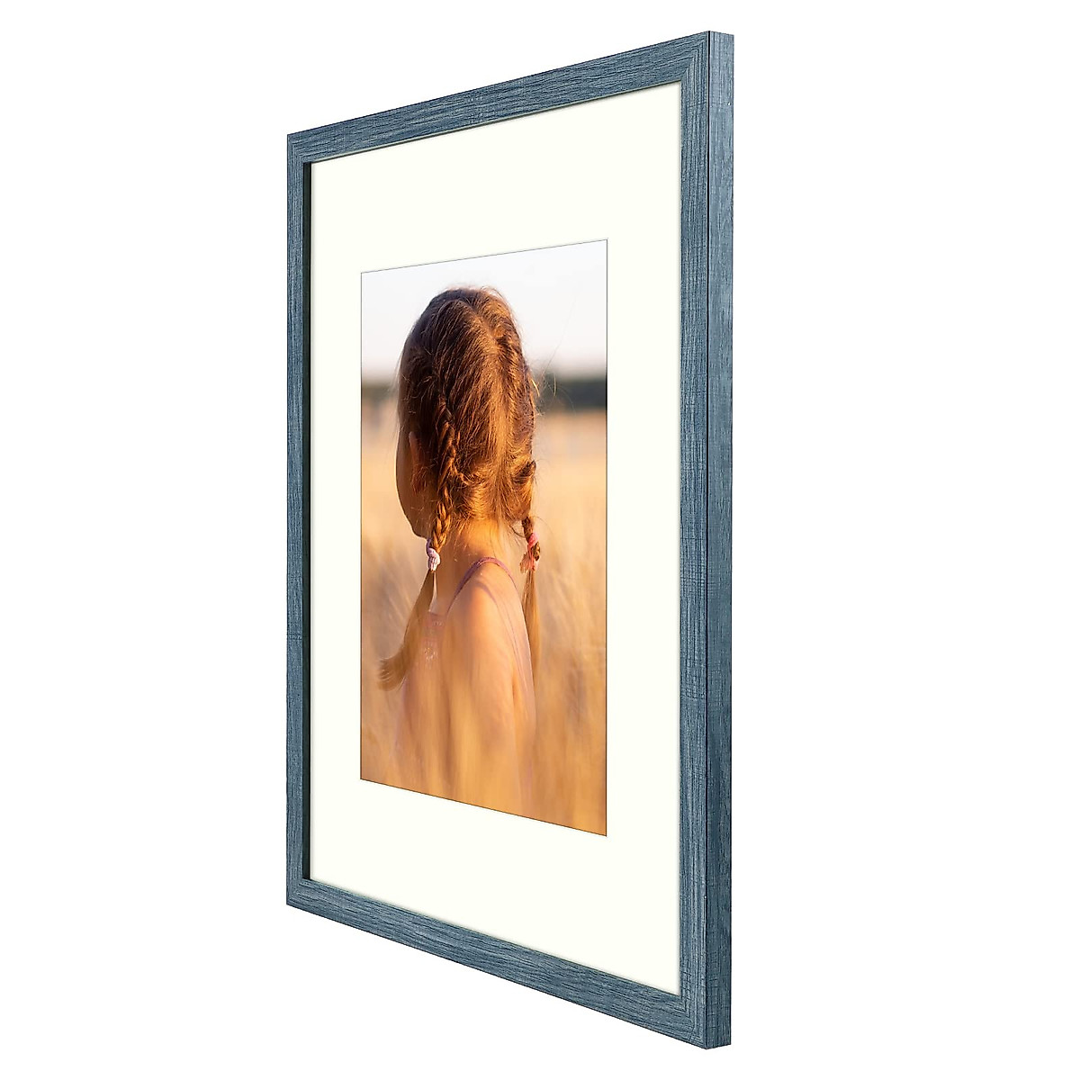 Golden State Art, 16x20 Picture Frame with Mat for 11x14 - High Definition Glass Wall Mounting Horizontal Vertical Displaylay (Blue, 1 Pack)