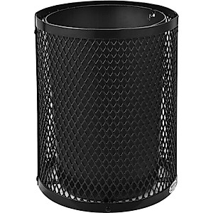 Global Industrial Thermoplastic Coated Mesh Receptacle w/Flat Lid, 36 Gallon, Black