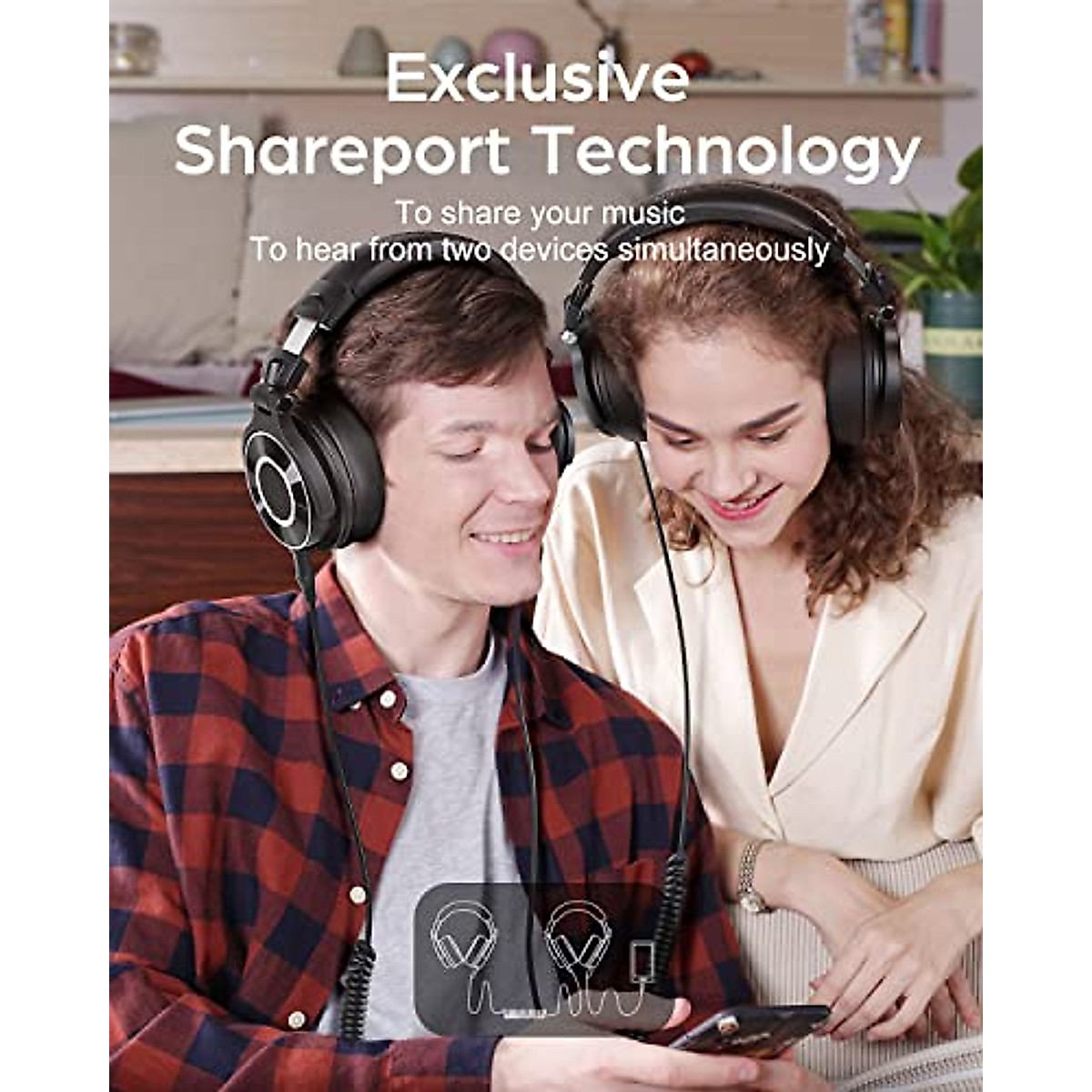 OneOdio Monitor 60 Professional Studio Headphones - Recording Wired Over Ear Headphones, Hi-Res Audio, Soft Comfortable Earmuffs, 6.35mm (1/4") Adapter for Tracking Mixing DJ Mastering Broadcast