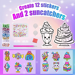 HFCBO Gem Diamond Painting Kits for Kids-Arts and Crafts for Girls & Boys Ages 6-8 8-10 10-12-Make Your Own Stickers and Suncatchers((Sweets)