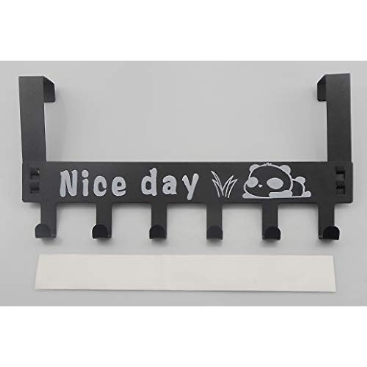 Eywlwaar Over The Door Hooks 6 Hanger Rack Decorative Metal Rack for Home Use Hats Coats Key Bag Clothes Scarfs Hooks (Black)