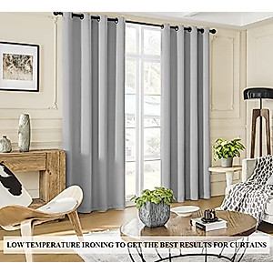 Rutterllow 100% Blackout Curtains, Full Shade Long Complete Drapes for Living Room, Thermal Insulated Bedroom Window Treatment Drapes (2 Panels, Light Gray, 52 x 90 inch)