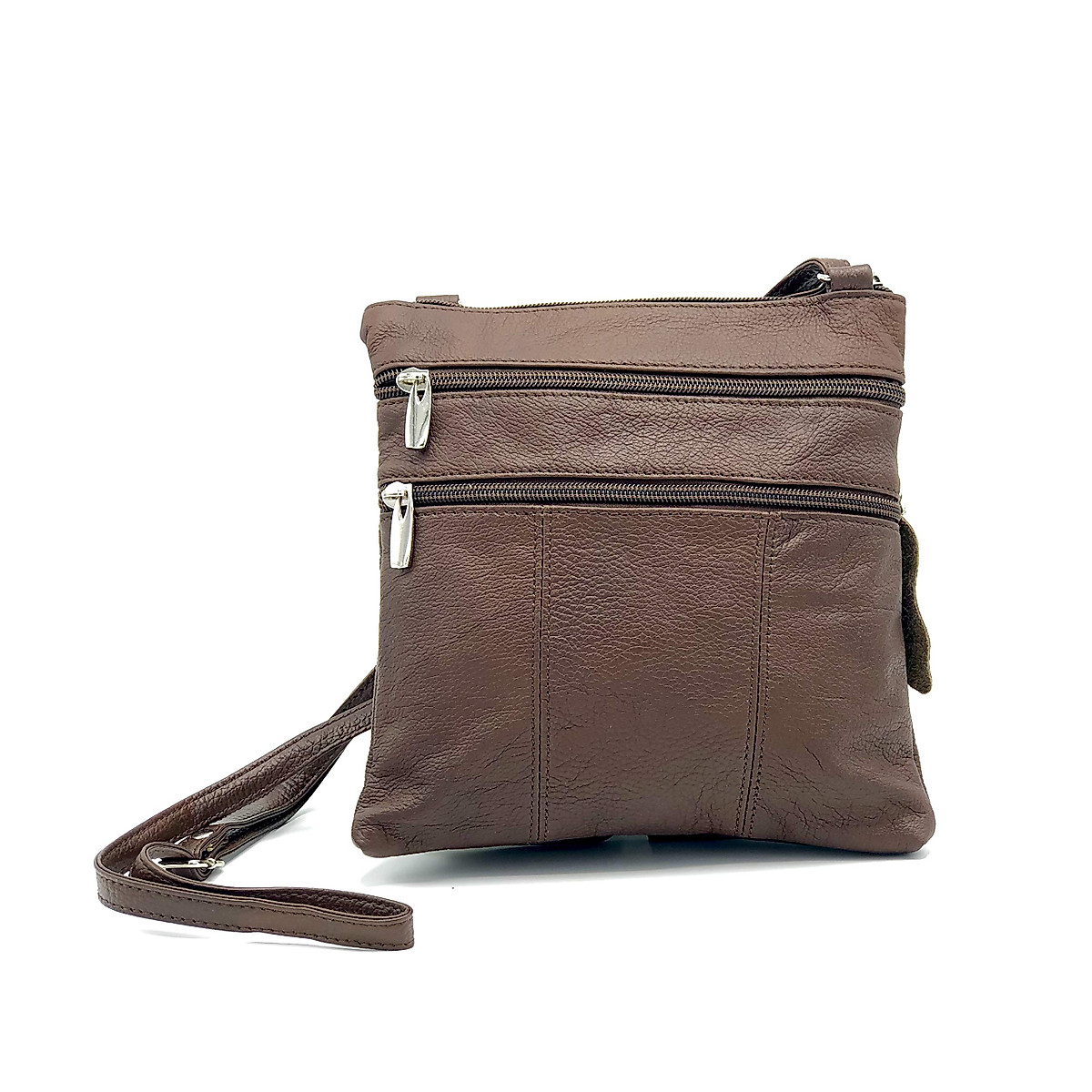 Goson Leather Crossbody Mini Purse Organizer Travel Bag - Hand Crafted Brown Cowhide Leather Purse