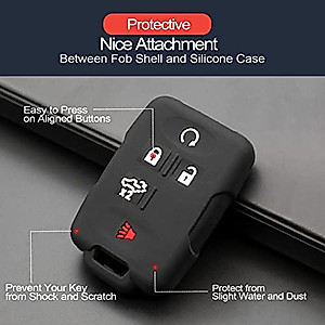 INFIPAR 2pcs Compatible with 2022 2021 2020 2019 Chevy Chevrolet Silverado GMC Sierra 1500 2500 3500 Smart 5 Buttons Silicone FOB Key Case Cover Protector Keyless Remote Holder