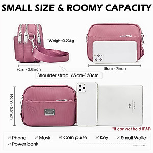 Small Crossbody Phone Purse for Women,Nylon Shoulder Bags Canvas Purse and Handbags Water resistant Travel Purse 8035-taro