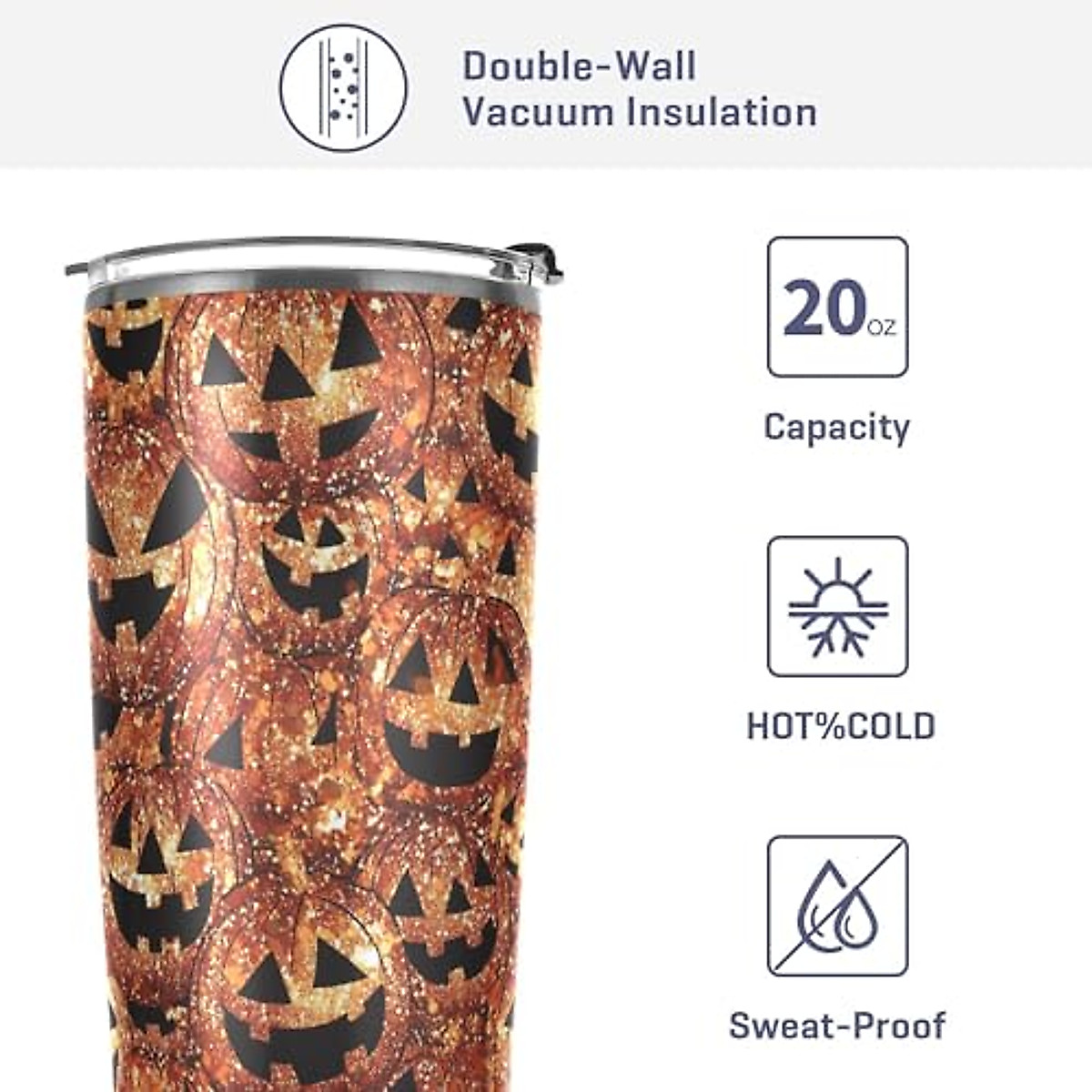 HXshaoye Cartoon cute Christmas orange sequin pumpkin Stainless Steel insulated coffee cup with Lid and Straw mugs for coffee for camping modern coffee mug 20 oz taza termica para cafe caliente 20oz