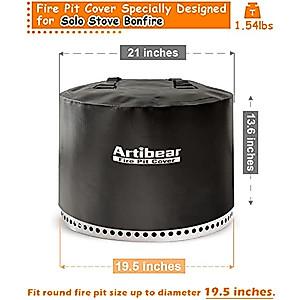 Artibear Outdoor Fire Pit Protective Shelter Cover Compatible for Solo Stove Bonfire, 21 Inch Round, Black