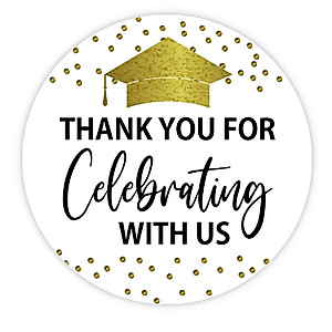 Thank You for Celebrating with Me Stickers, Graduation Favor Stickers, Birthday Favor Stickers, 50 Pieces, 2"