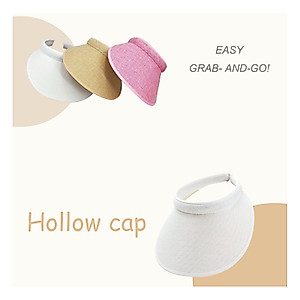 jecvxor Cloth Covered Slip-On Visor for Women, Adjustable Cap Sports Sun Visors for Men, Women's Clip On Golf/Tennis/Running Visor Hat (White)