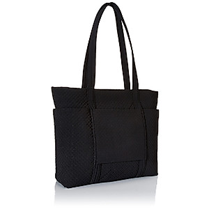 Vera Bradley womens Microfiber Deluxe Vera Tote Handbag, Black, One Size US