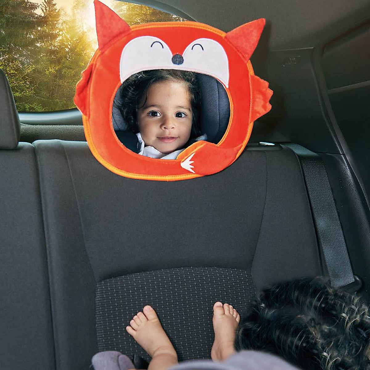 Diono Easy View Fox Character, Baby Car Mirror, Safety Car Seat Mirror for Rear Facing Infant, Fully Adjustable, Wide Crystal Clear View, Shatterproof, Crash Tested