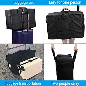 Travel Duffel Bag,75L For Spirit Airlines Foldable Travel Duffle Bag Tote,RicoRich Carry on Luggage Sport Duffle for Weekender/Vacation/Camping/Beach/Tent(Black)
