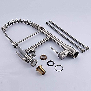 DWSS® kitchen taps Faucet Brushed Nickel Spring Pull Down Kitchen Sink Faucet Kitchen Mixer Tap Handheld Kitchen Sprayer Head With Lock Hot Cold Water