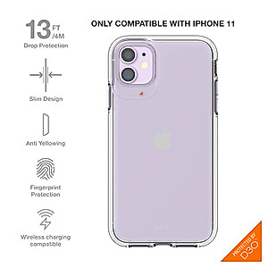 ZAGG Gear4 Crystal Palace Compatible with iPhone 11 Case, Advanced Impact Protection with Integrated D3O Technology, Anti-Yellowing, Phone Cover – Transparent