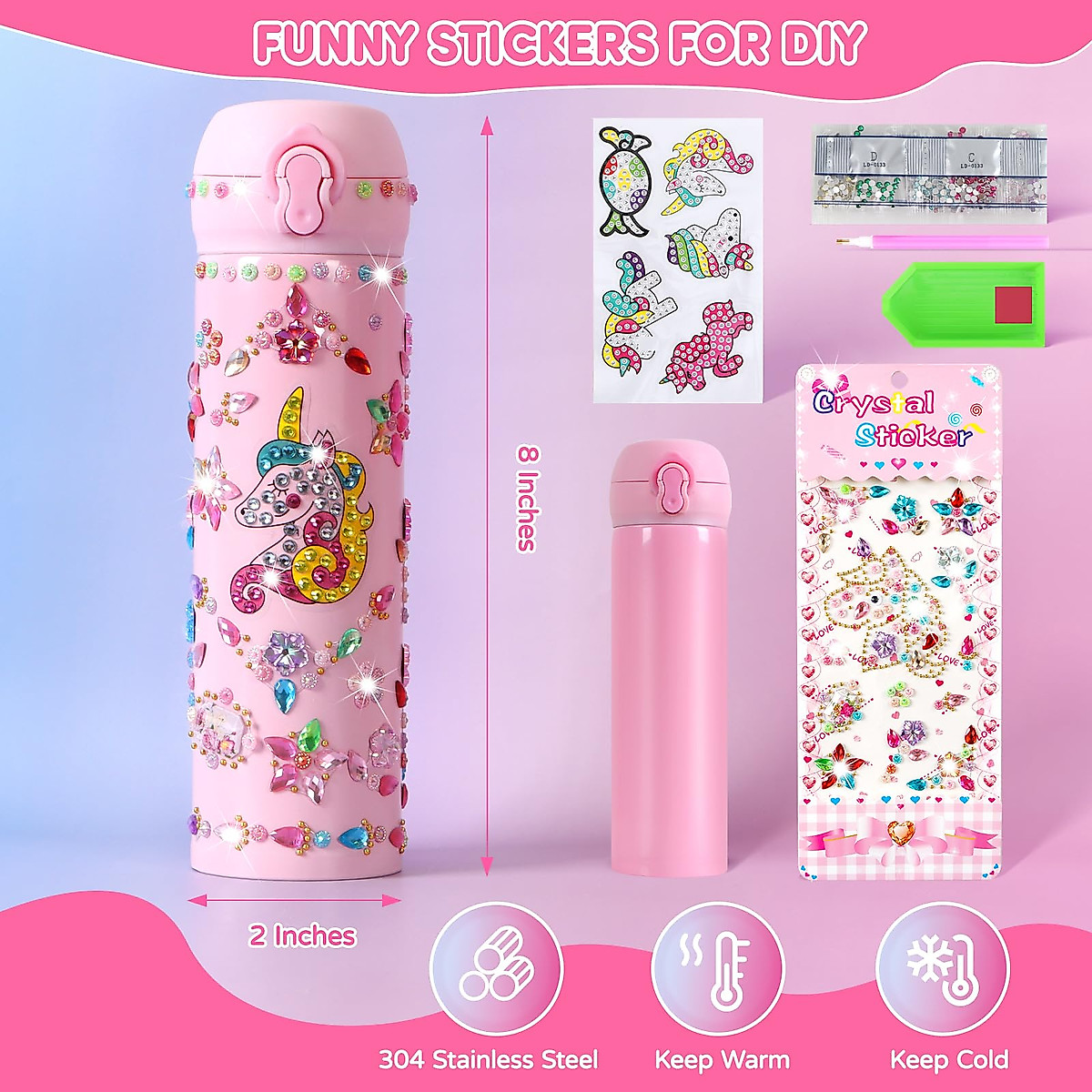 Unicorn Gifts for Girls, 10 PCS Unicorn Toys with Light Up Star Pillow Plush Diary DIY Water Bottle Kits for Girls' Birthday, Christmas and Halloween, Rainbow Unicorn Gift Set for 3-12 Years Old Girls