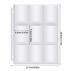 Homgaty 450 Pockets Baseball Card Sleeves, Trading Card Storage Album Pages Fit 3 Ring Binder, 9 Pocket Card Collector Holders Compatible with Skylanders, Pokemon,Top Trumps,Football Sport Cards