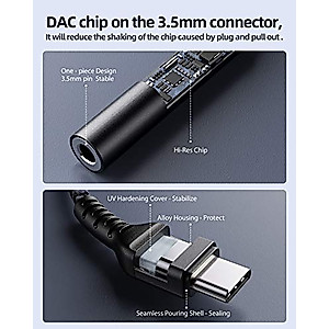 Maxonar USB Type C Headphone Adapter, Upgraded USB-C to 3.5mm Jack Dongle Digital to Analog Aux Audio Converter for Galaxy S22 S21 S20 Note 20 10 S10 S9 iPad Pixel 5 4XL-Grey