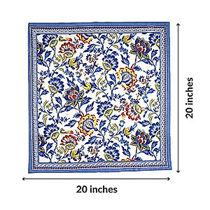 Cloth Napkins Set of 12 Cotton Linen Blend Printed Dinner Napkins Perfect for Parties Dinners Weddings Cocktail Christmas Napkins Cloth 20x20 Blue Floral