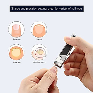 FIXBODY Toenail Clippers for Thick Nails, Ultra Wide Jaw Opening Nail Clippers Set with Nail File, Toenail Clippers for Seniors Thick Toenails, Fingernail Clipper for Men and Women, with Black Handle