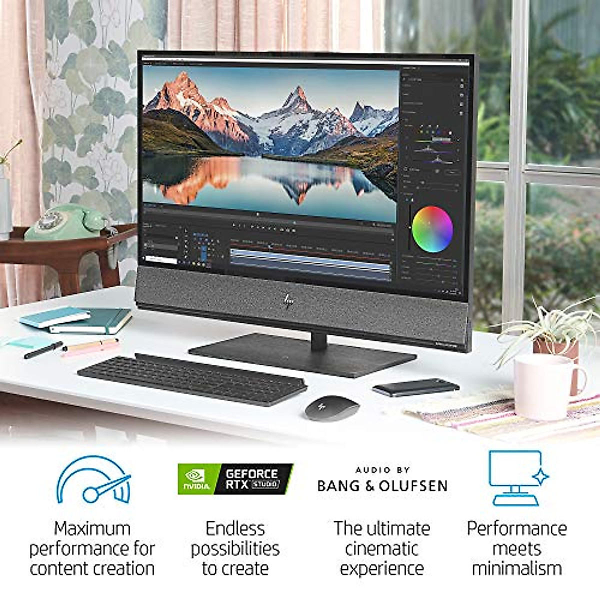 HP ENVY 32 All-in-One PC, 9th Gen Intel Core i7-9700 Processor, 4K UHD monitor, NVIDIA GeForce RTX 2060 graphics (6 GB), 32 GB RAM, 32 GB Intel Optane, 1 TB SSD, Windows 10 (32-a0040, Black) (6YR48AA)