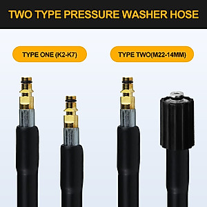 High Pressure Washer Hose Extension and Nozzle for Pressure Washer Fit for Karcher K2 K3 K4 K5 40Mpa/5800Psi Replacement Parts (15m/49ft, Type2)