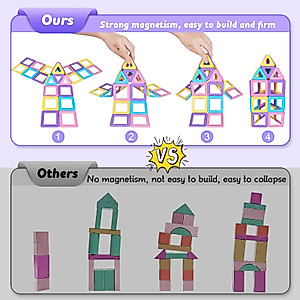 54 PCS Magnetic Blocks, Toddler Toys for 3+ Year Old Girls & Boys, Magnetic Tiles Castle Building Blocks Princess Toys, Birthday Gifts for 3 4 5 6 7 8 Year Old, Learning STEM & Sensory Toys for Kids