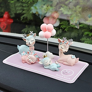 Deer Valentines Day Décor Mini Tabletop Collectible Figurines Home Decor for Girl Sweet Lover Gifts Baby Shower Birthday Cake Toppers Garden Ornaments Office Desk Decoration Farmhouse Knick knacks