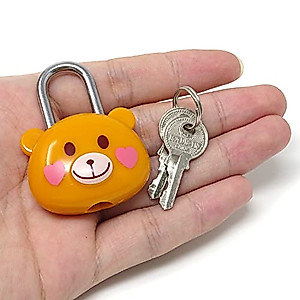 Honbay Cute Cartoon Animal Padlock Mini Brown Bear Padlock Lock with Key - for Jewelry Box, Purse, Handbag, Backpacks, Cabinet, Treasure Chest, Suitcases, Lockers, Letter Box, Diary, Notebook, etc