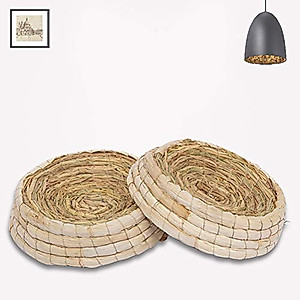 POPETPOP Handwoven Pigeon Nesting Bowls, Bird Nests Straw Incubation Bed, Courtship Breeding House for Pigeon/Dwarf Rabbit/Gerbil/Chinchillas/Parakeet/Guinea Pigs, 24x6.5cm