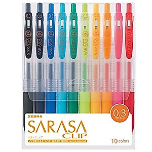 ZEBRA Sarasa Clip 0.3mm, 10 Color Set (JJH15-10CA)