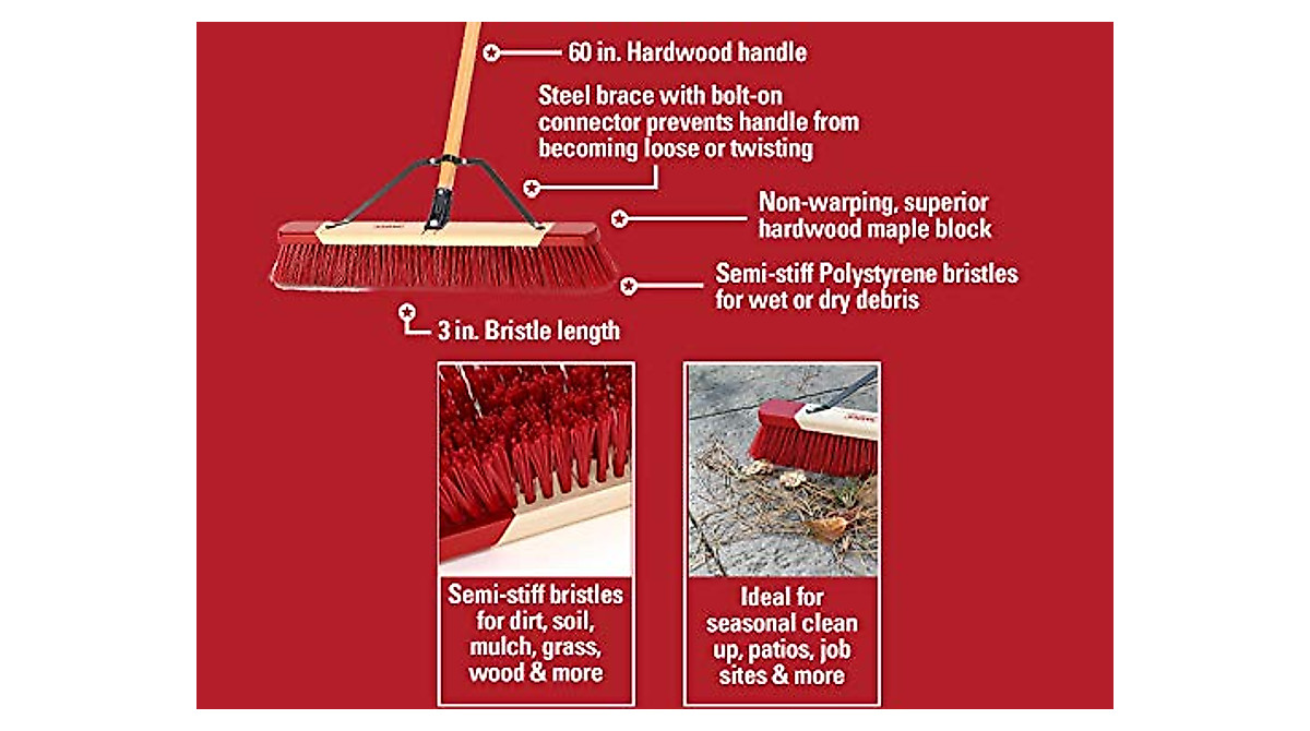 Harper 24" Push Broom - Indoor/Outdoor Cleaning Tool